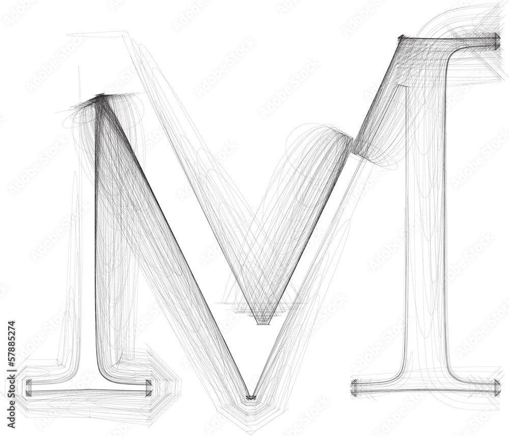 Hand draw font. LETTER M. Vector illustration Stock Vector | Adobe Stock