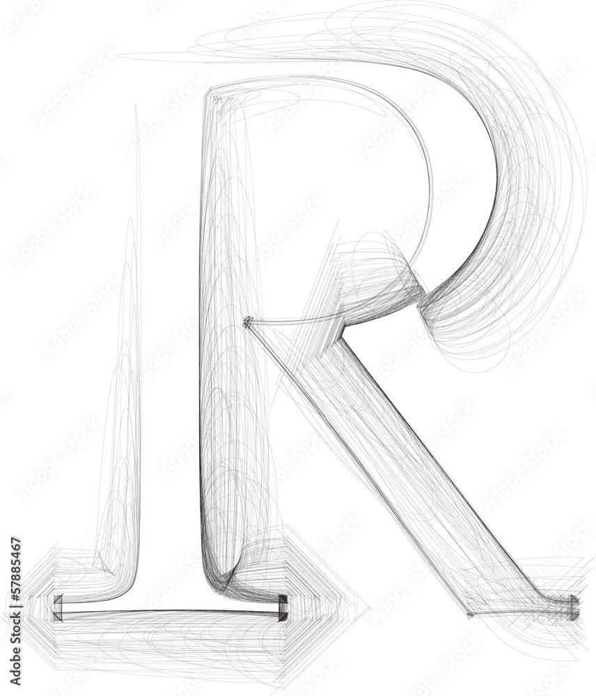 Hand draw font. LETTER R. Vector illustration Stock Vector | Adobe Stock