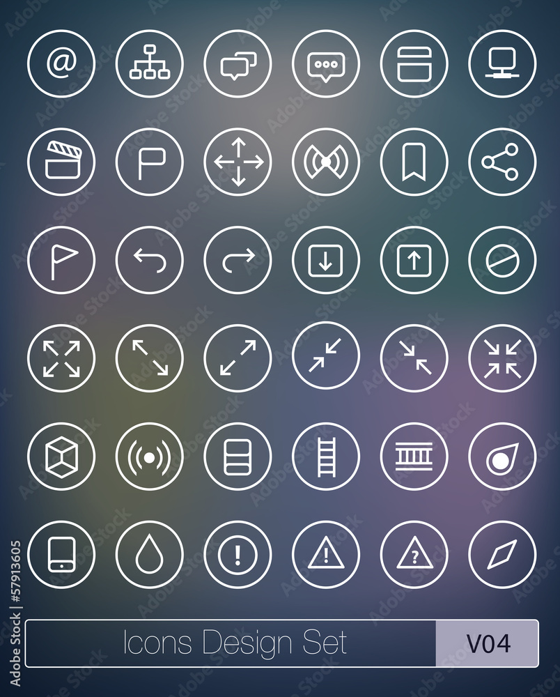 Vector thin icons design set. Ultra thin icons.Volume 04 Stock Vector ...