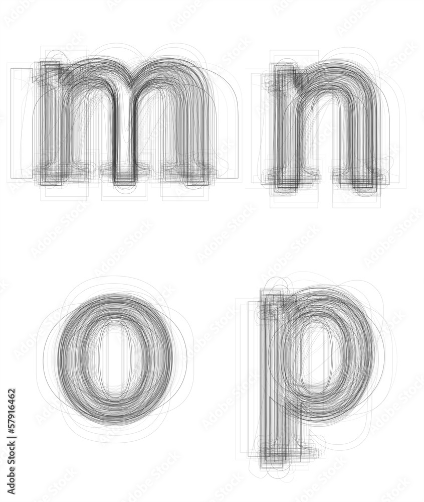 Sketchy alphabet lowercase letters, isolated on white Stock ...