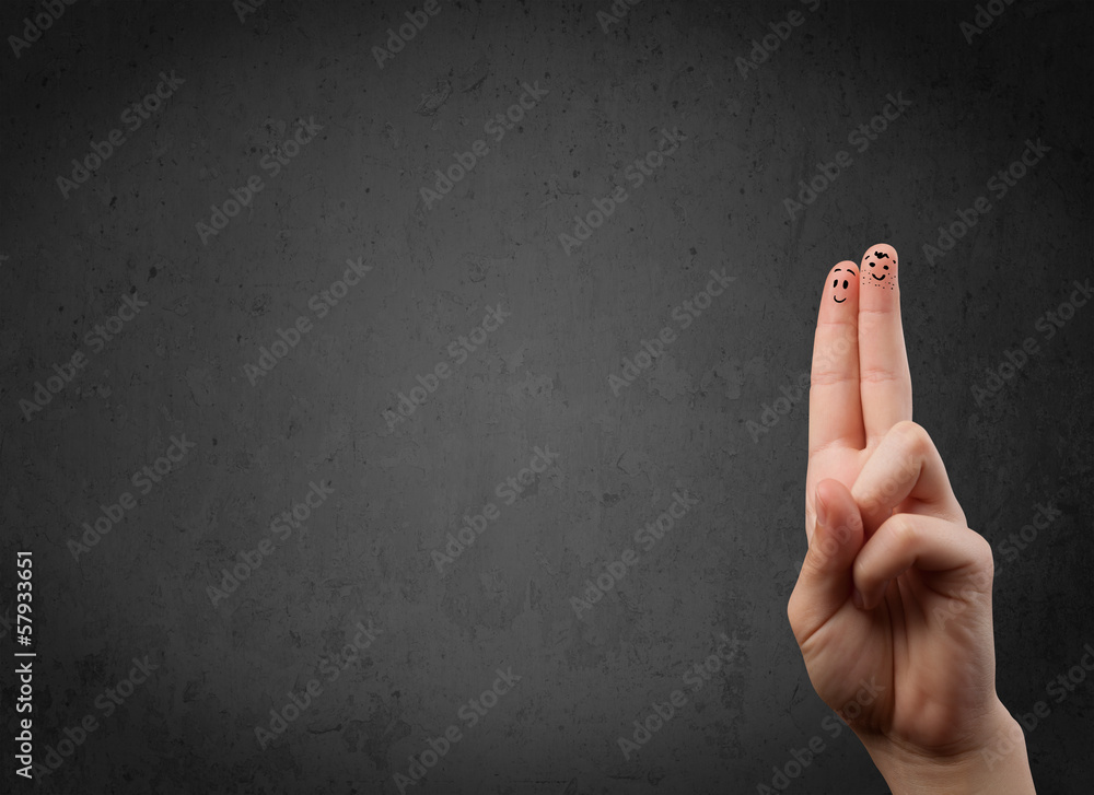 Happy finger smileys with empty copy space dark background Stock Photo ...