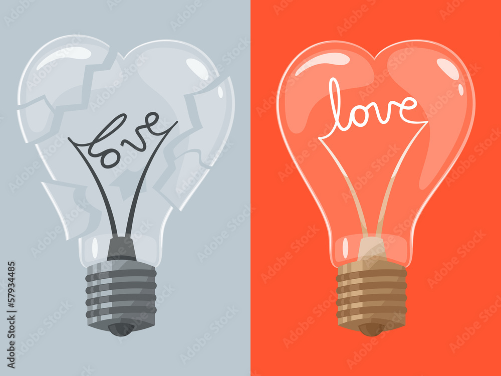 Love lightbulb in shape of heart. Vector illustration. Stock Vector ...
