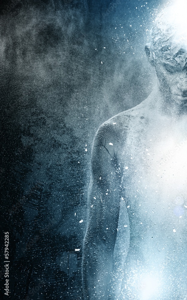 Man with conceptual spiritual body art Stock Photo | Adobe Stock