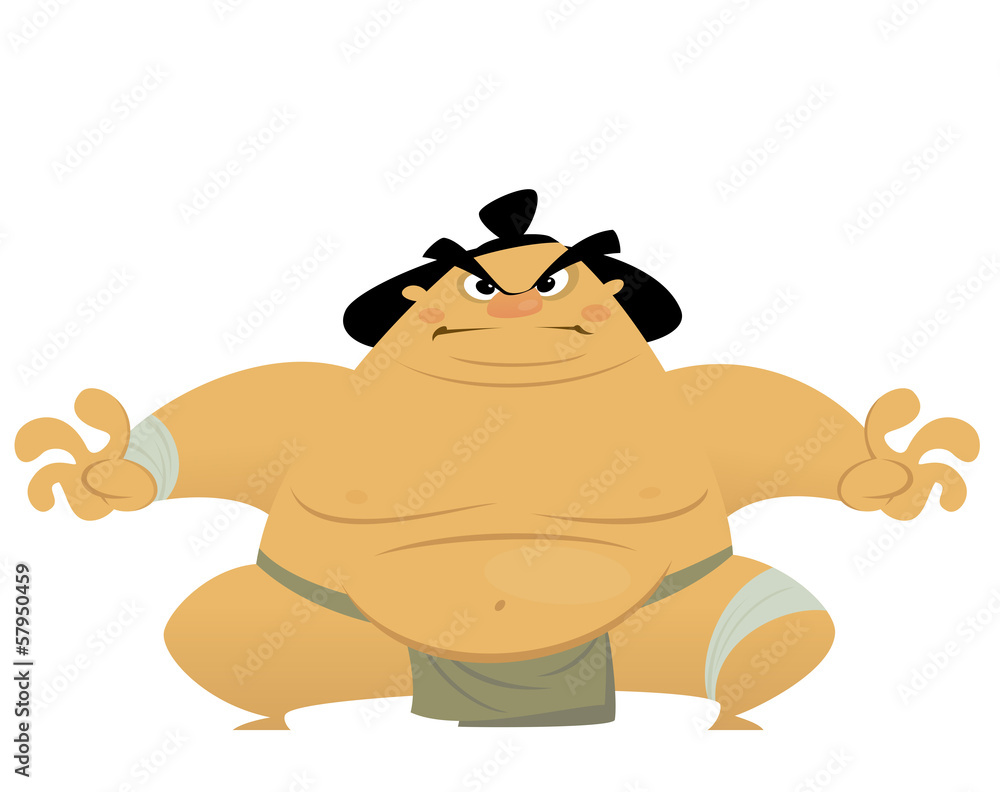 Huge cartoon angry sumo wrestler Stock Illustration | Adobe Stock