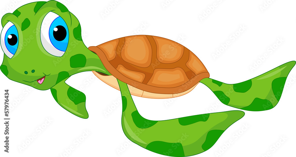 cute sea turtle cartoon Stock Vector | Adobe Stock
