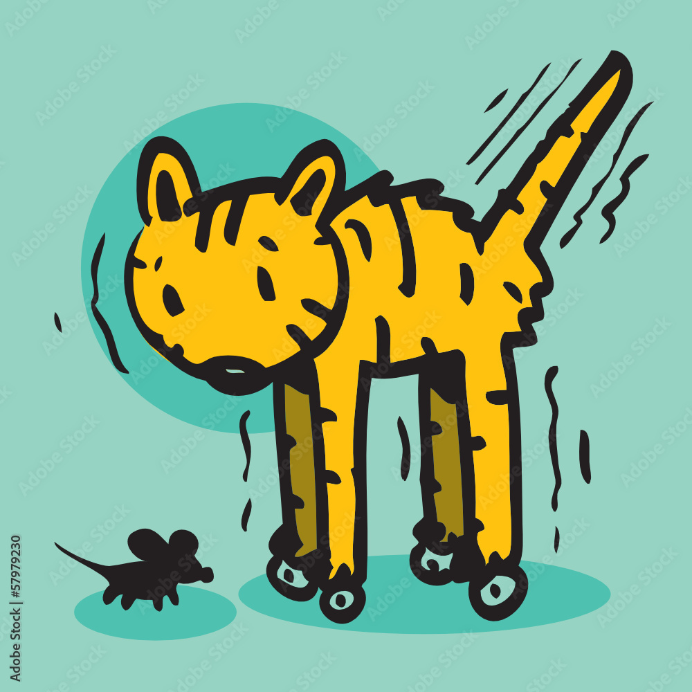 Mouse vs cat vector illustration with vector background Stock Vector ...