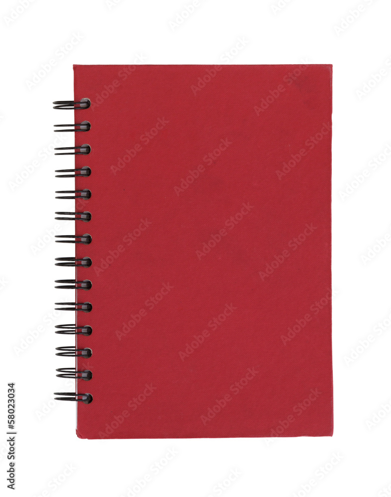 old red note book with crumpled paper white background Stock Photo ...