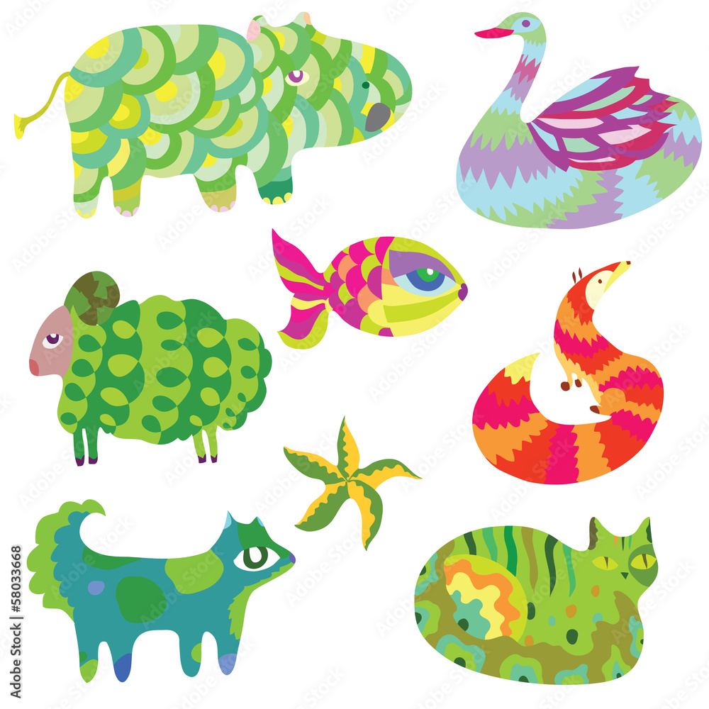 Cartoon animals vector set Stock Vector | Adobe Stock