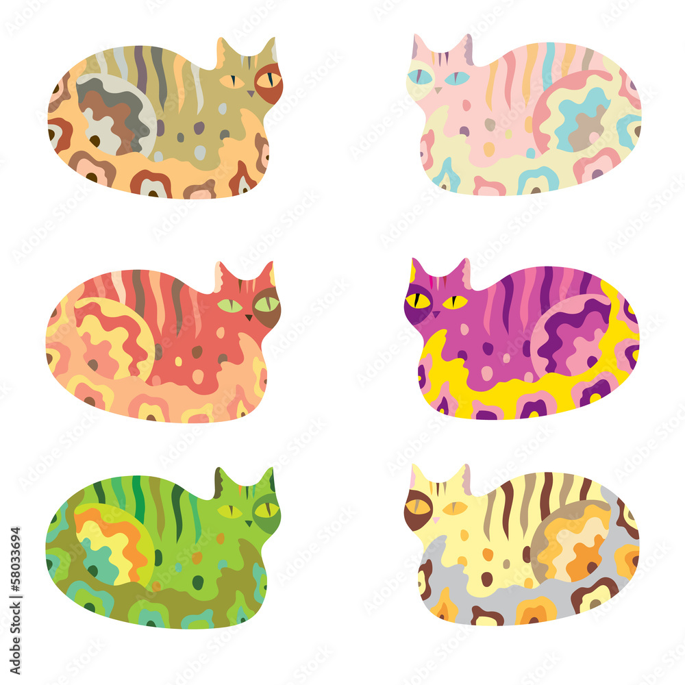 Cartoon vector cat set Stock Vector | Adobe Stock