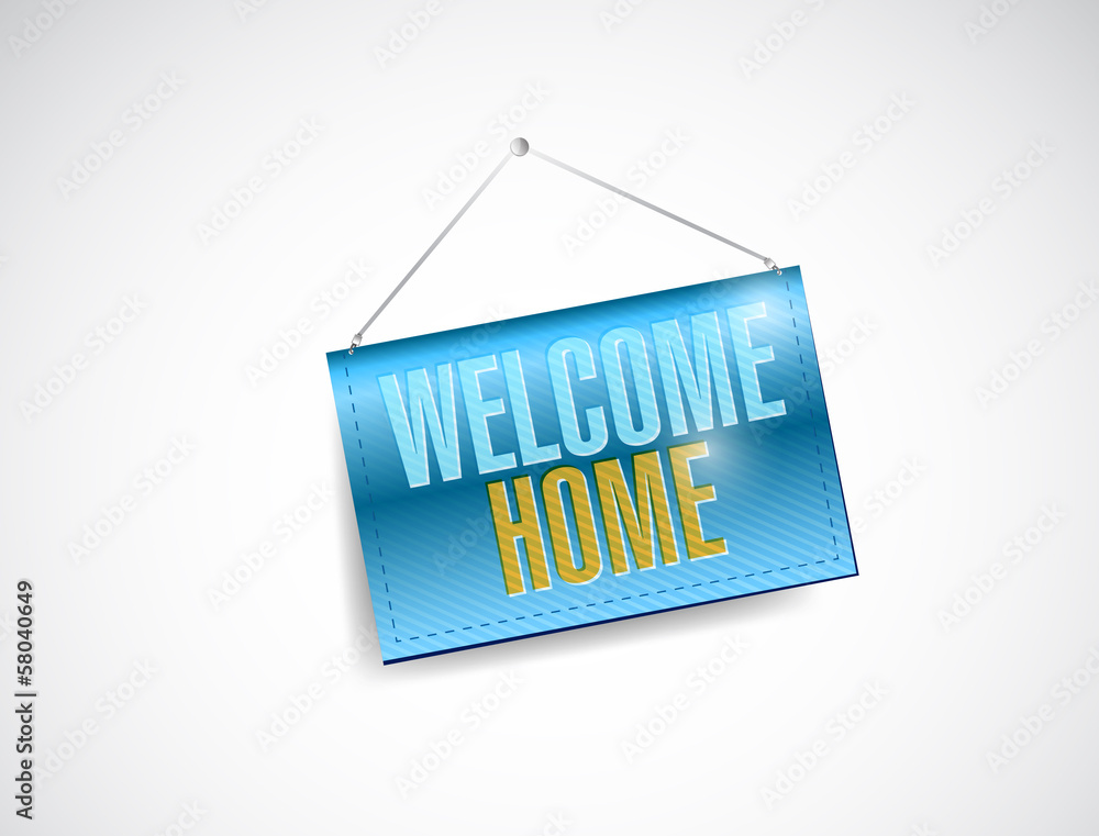 welcome home hanging banner illustration Stock Illustration | Adobe Stock