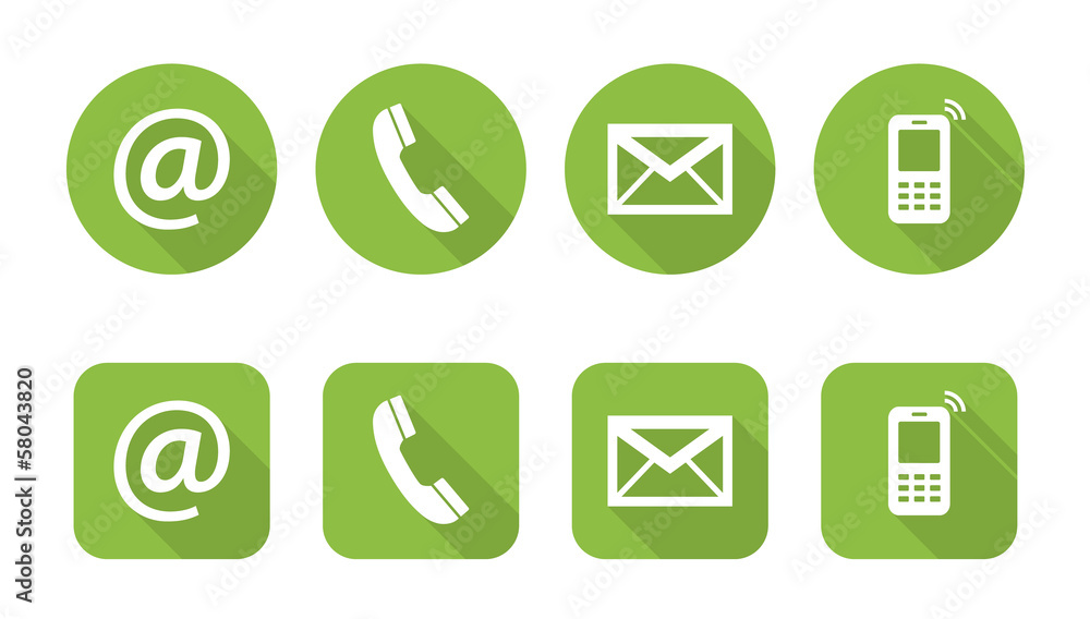 Set of web green flat icons, two variants - Contact Us Stock ...
