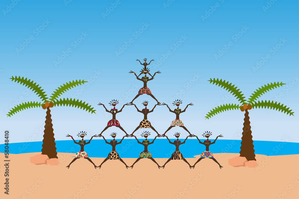 Artistic pyramid made of African dancers Stock Vector | Adobe Stock