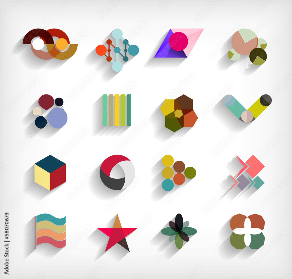 3d flat geometric abstract business icon set Stock Vector | Adobe Stock
