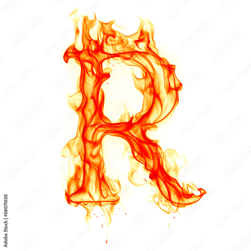 Fire letter isolated on white background Stock Illustration | Adobe Stock