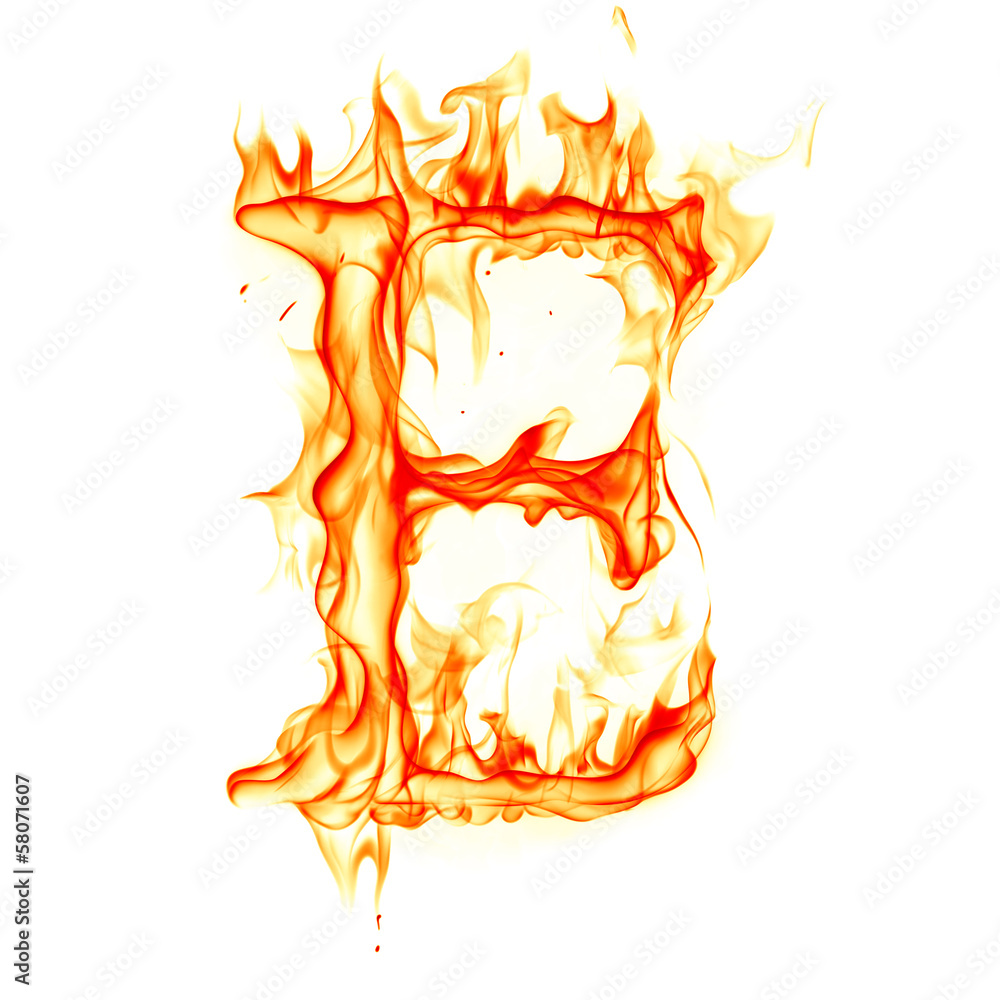 Fire letter isolated on white background Stock Illustration | Adobe Stock