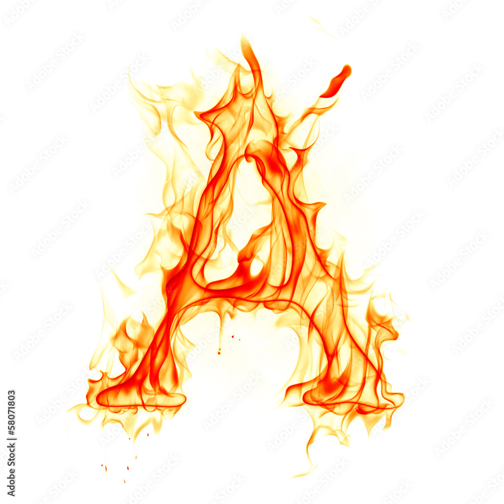 Fire letter isolated on white background Stock Illustration | Adobe Stock