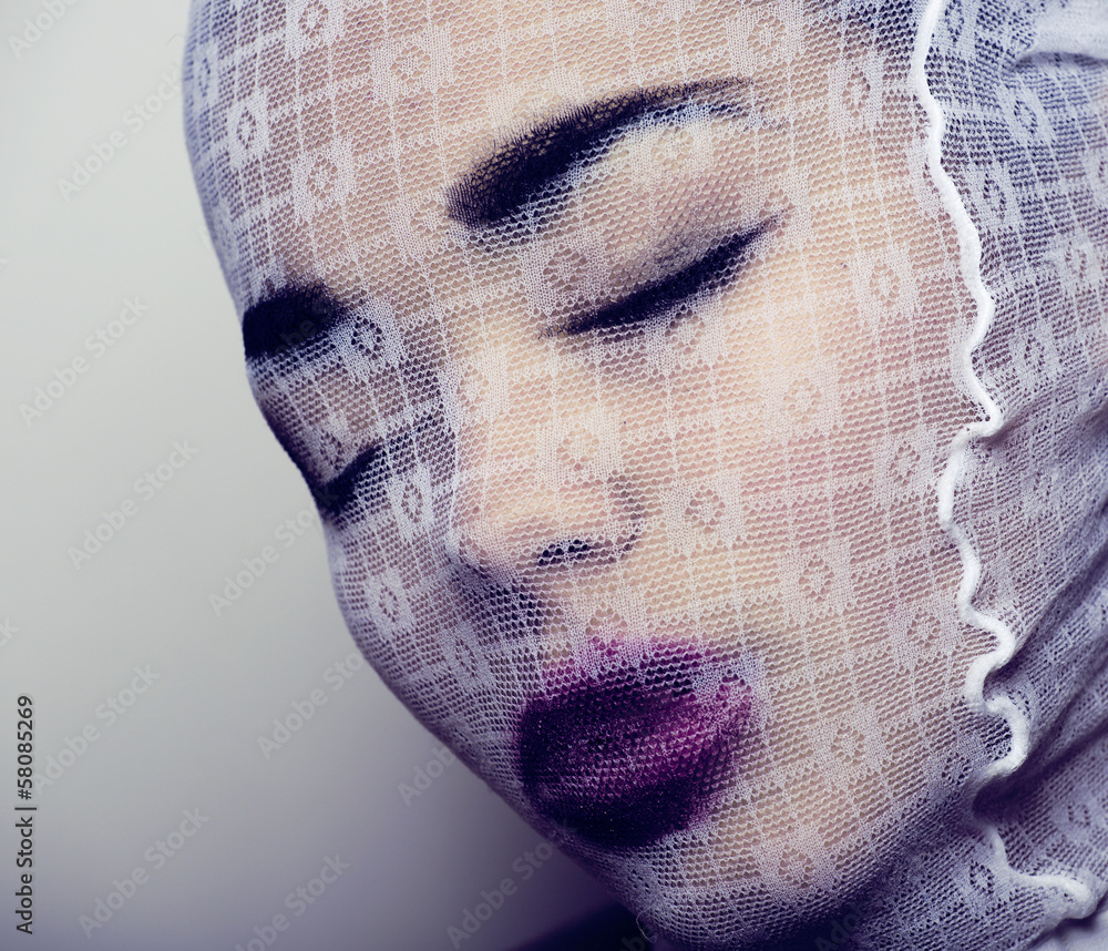 fashion robber with pantyhose on head, glamorous mask for hallow Stock ...