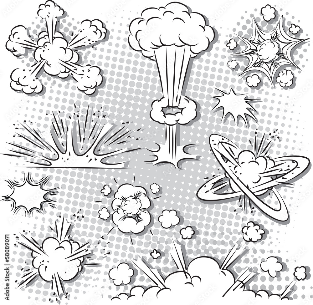 Vector illustration of comic style explosion set Stock Vector | Adobe Stock
