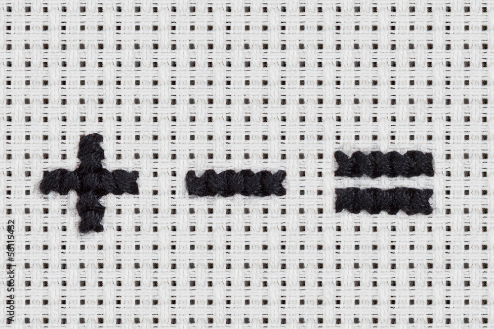 Cross-stitch - Alphabet and Icons - Math Signs Stock Photo | Adobe Stock