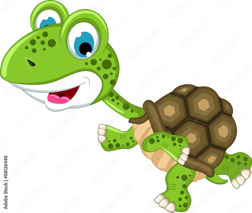 Cute turtle cartoon running Stock Vector | Adobe Stock
