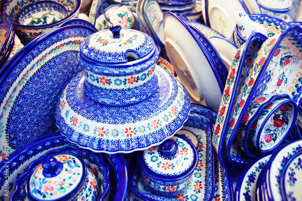 Handmade Traditional Polish Pottery Stock Photo | Adobe Stock