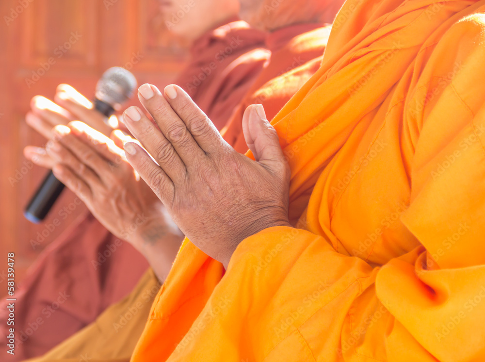 Pray,Put the palms of the hands together in salute , monks, thai Stock ...
