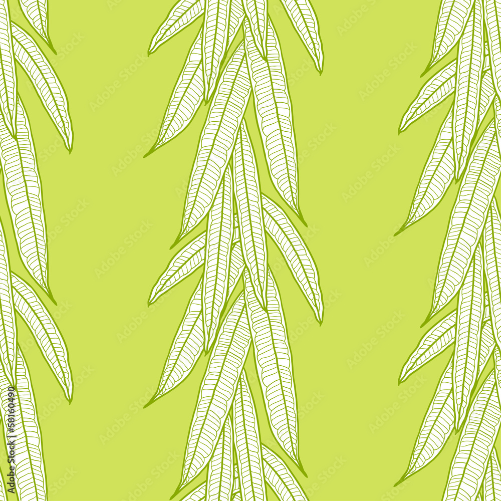 Seamless natural pattern with long leaves. Stock Vector | Adobe Stock