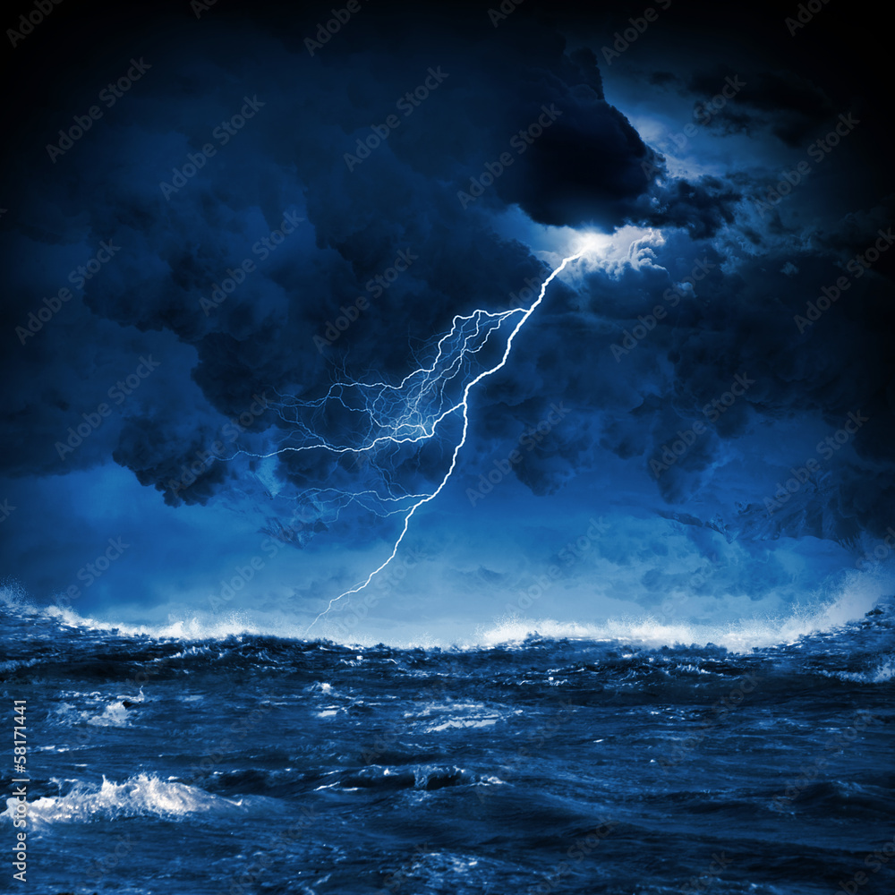 Storm at night Stock Photo | Adobe Stock
