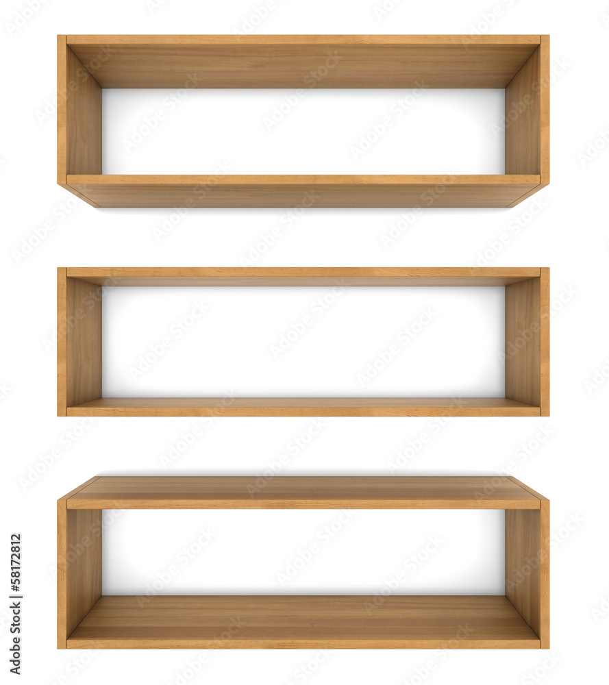 empty wooden shelf isolated on white background Stock Illustration ...