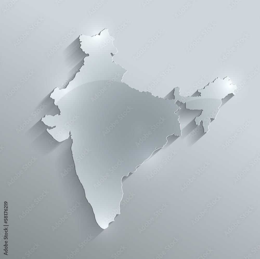 India map glass card paper 3D Stock Vector | Adobe Stock