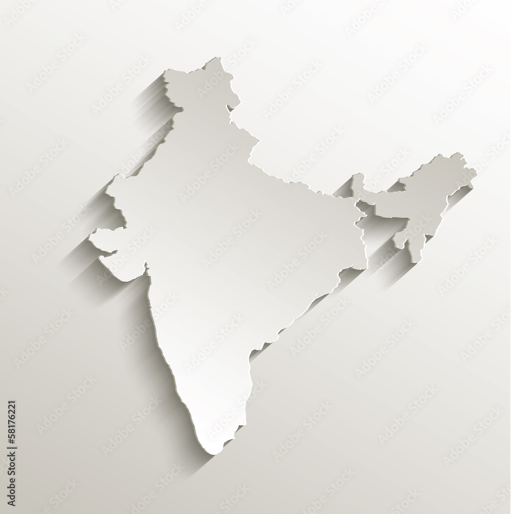 India map card paper 3D natural Stock Vector | Adobe Stock