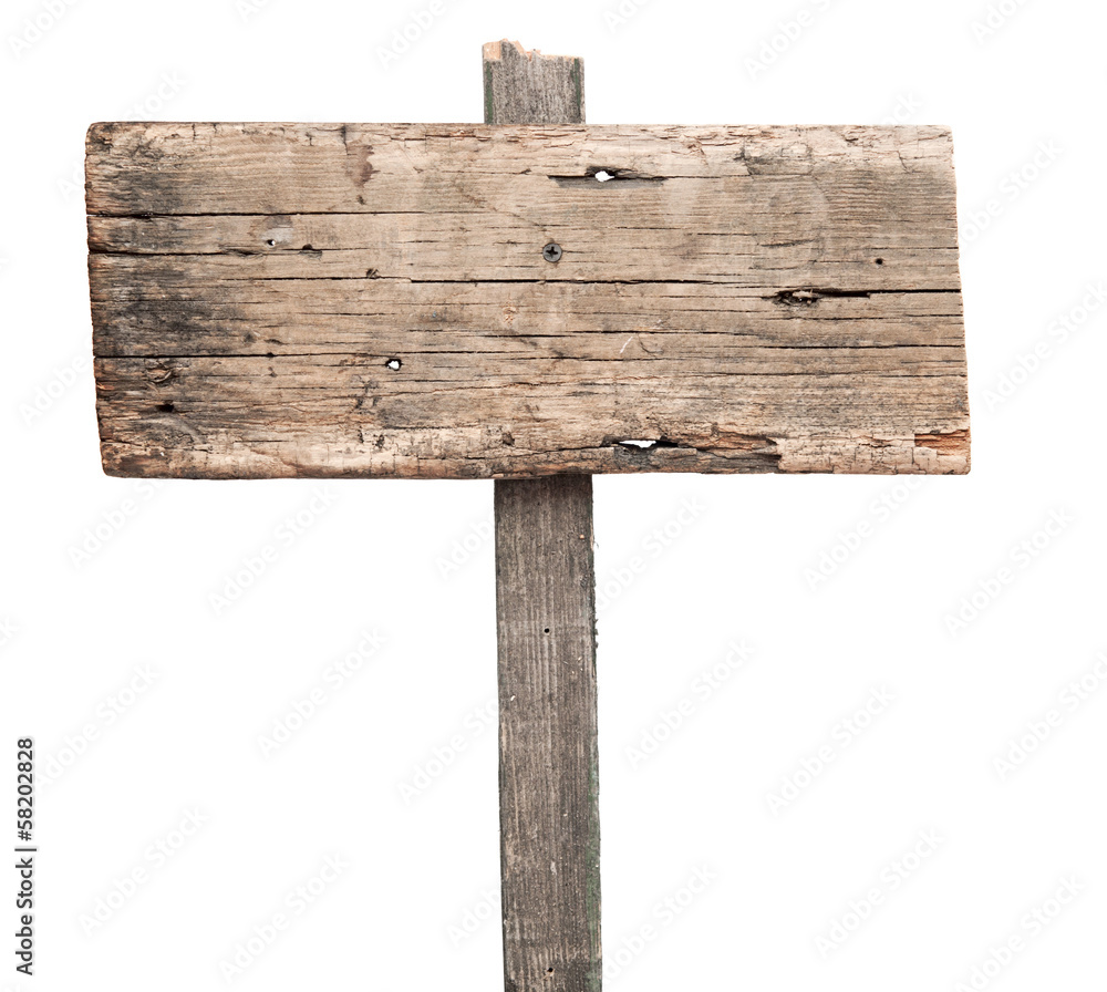 close up of an empty wooden sign isolated on white background Stock ...