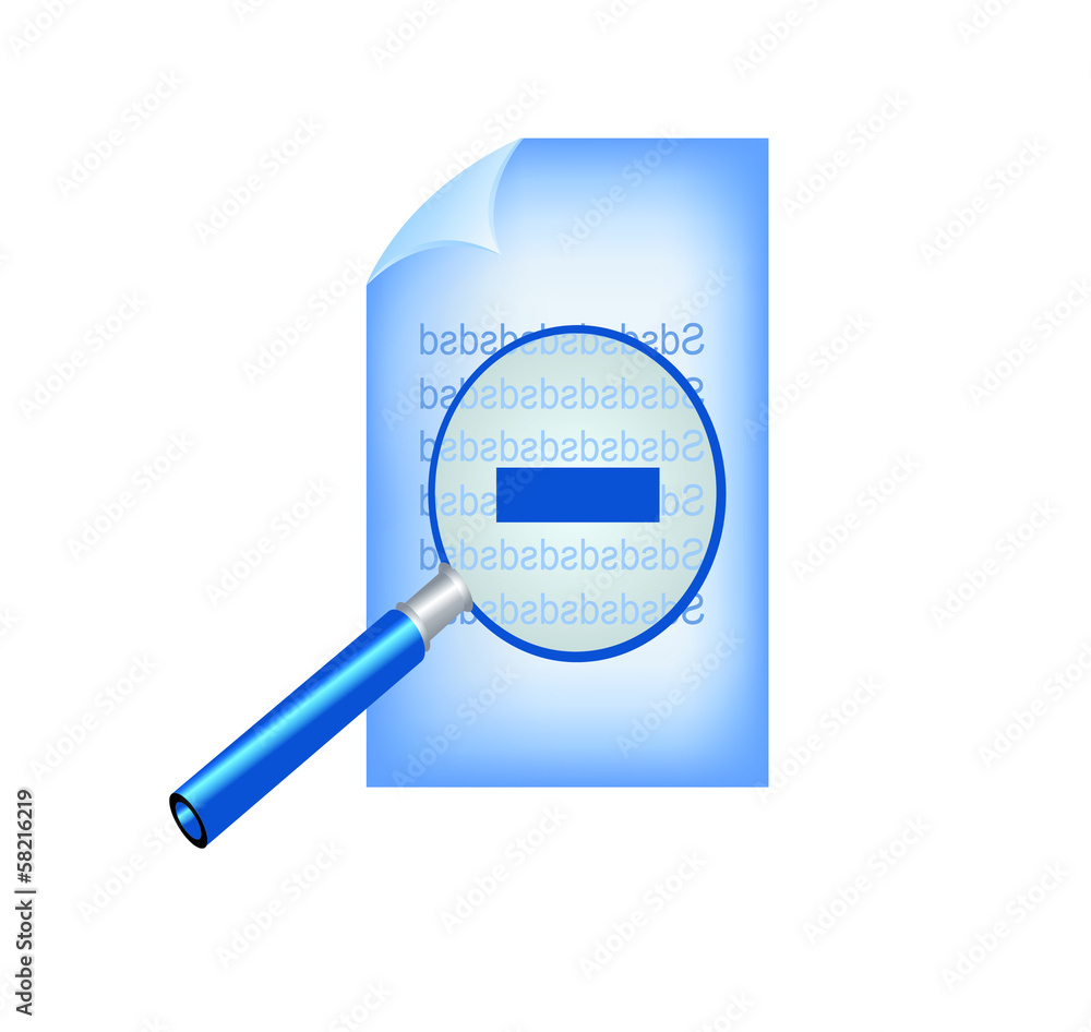 paper sheet with magnifying glass Stock Vector | Adobe Stock