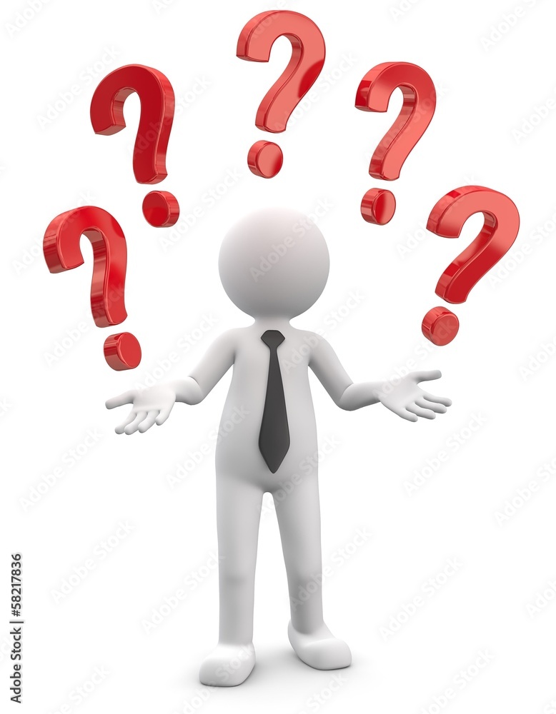 Männchen jongliert mit Fragezeichen Stock Illustration | Adobe Stock