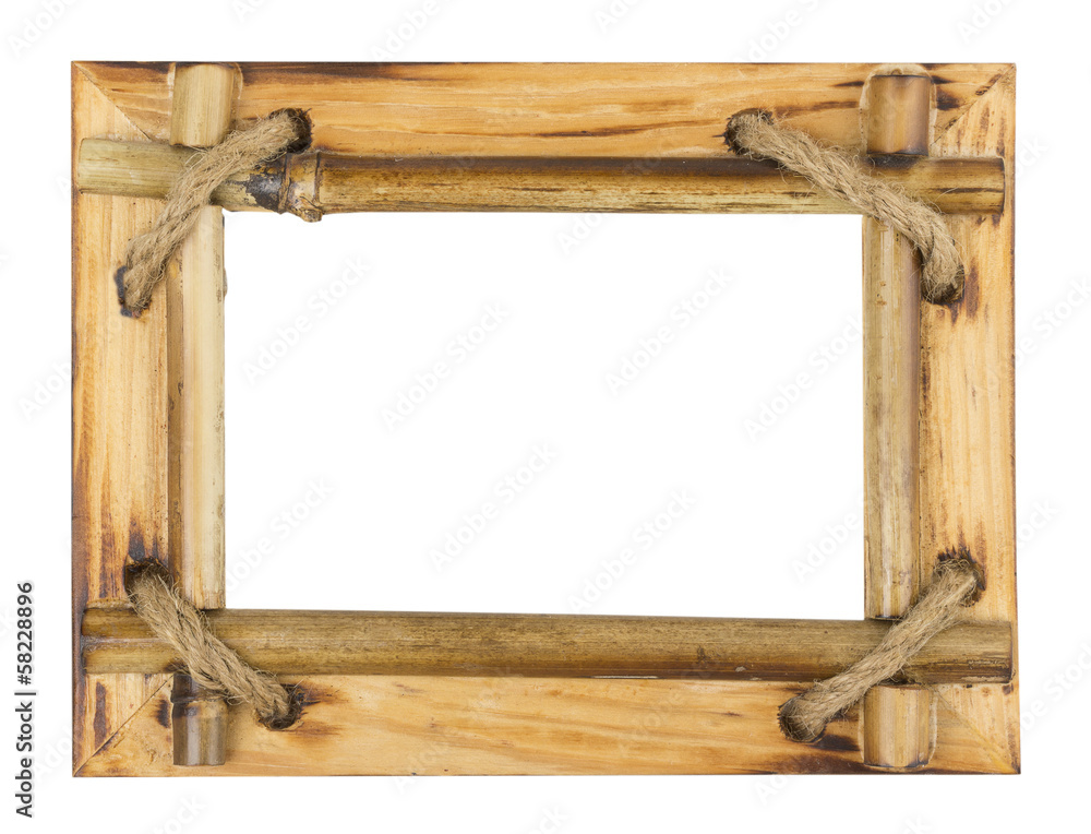 Bamboo frame tied up with rope isolated on white Stock Photo | Adobe Stock