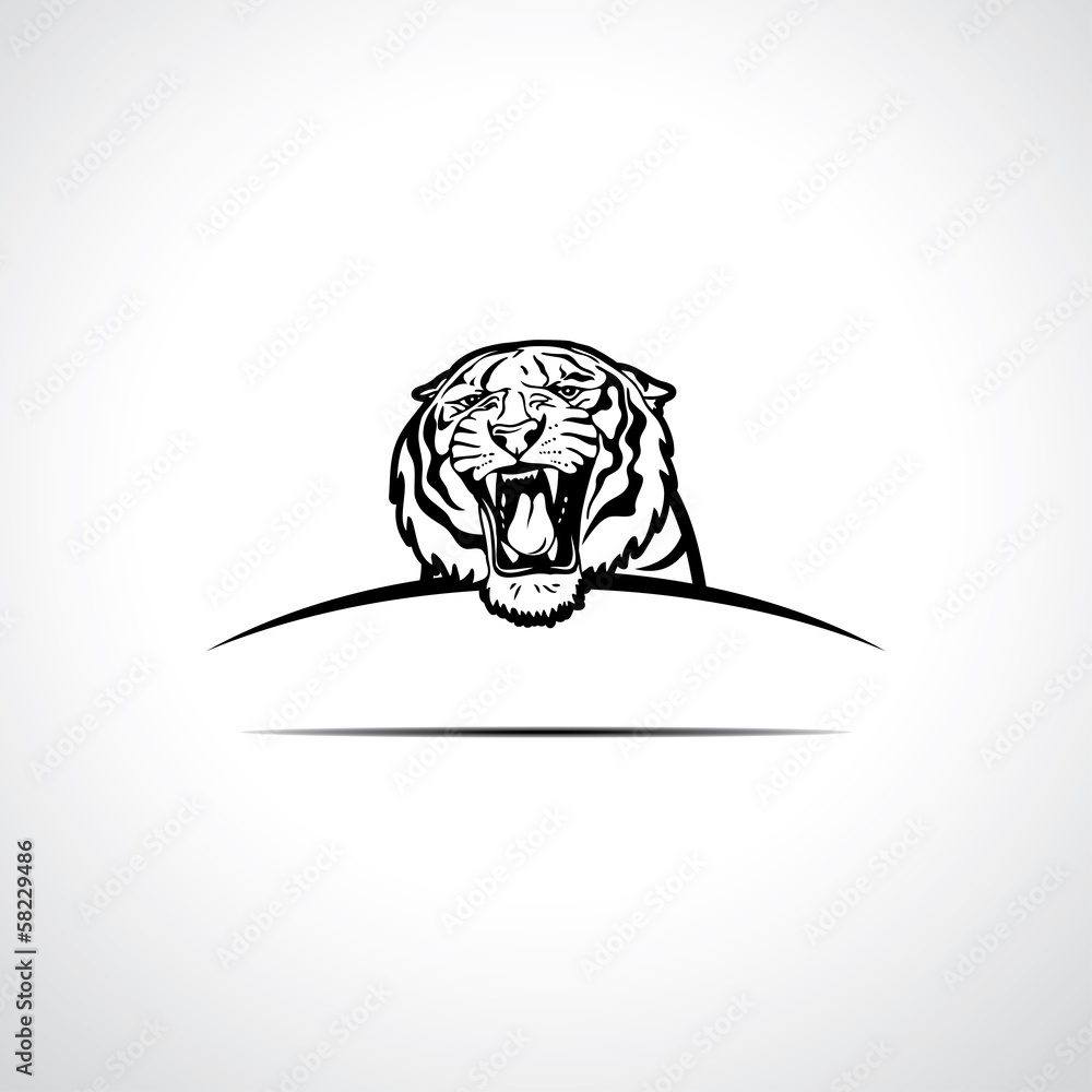 Roaring tiger label Stock Vector | Adobe Stock