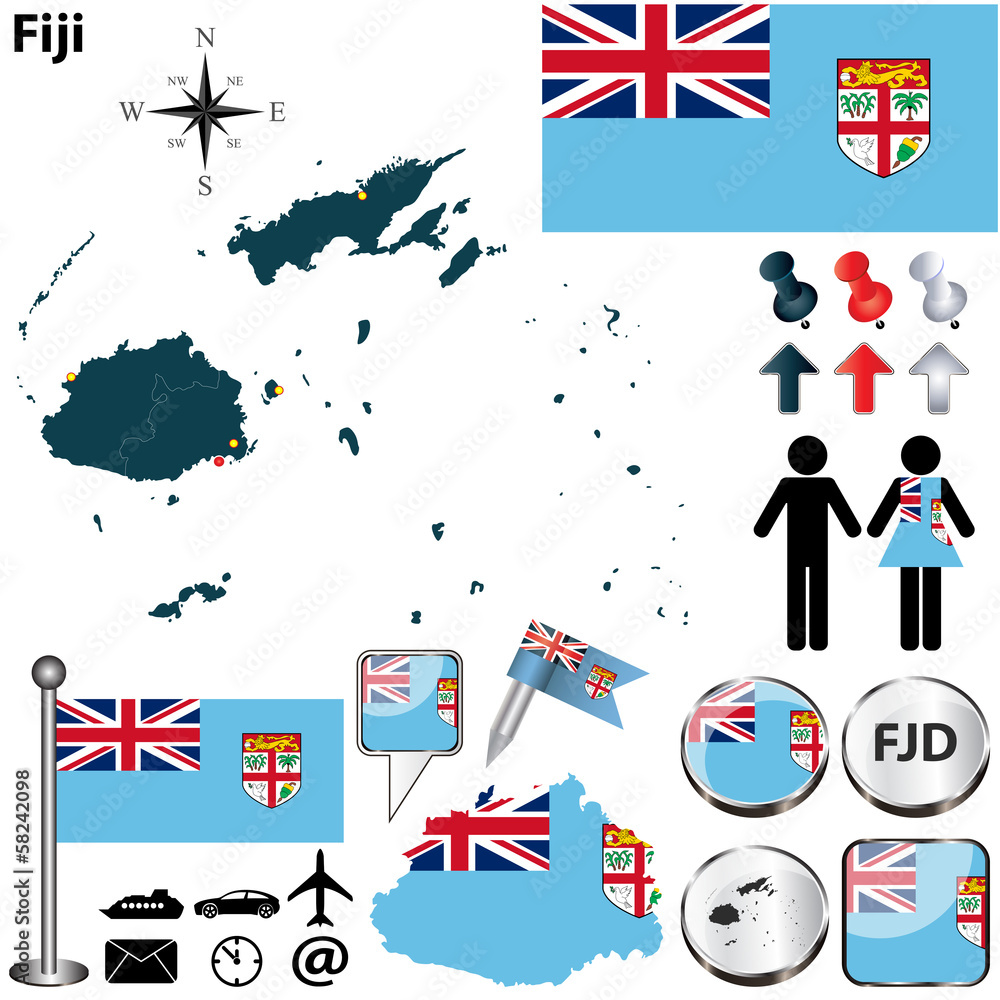 Map of Fiji Stock Vector | Adobe Stock