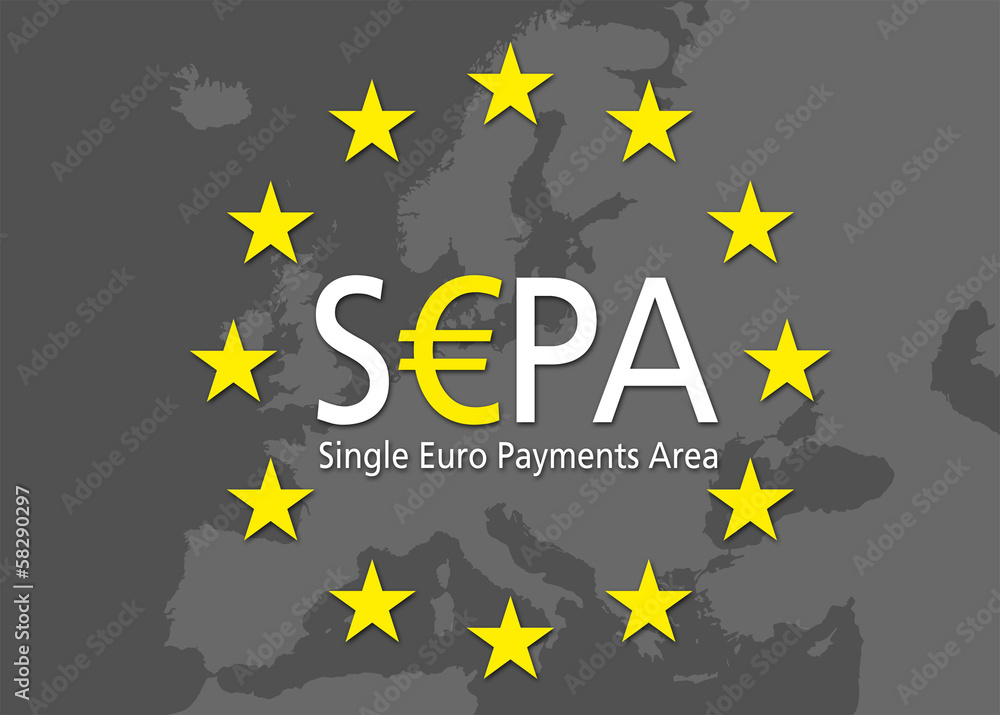 Europakarte mit SEPA und Sternen Stock Illustration | Adobe Stock