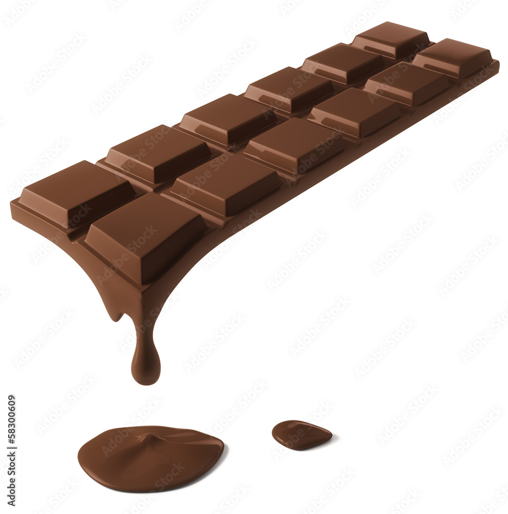 Chocolate bar melting. Isolated on white. Stock Illustration | Adobe Stock