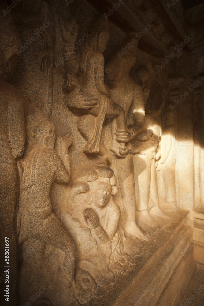 Carving details of Varaha saving the Goddess Earth from the flood at ...