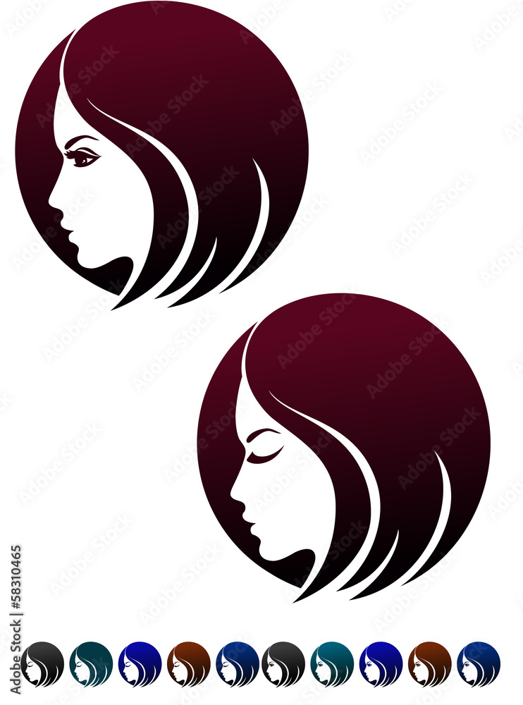 Female profile, logo template Stock Vector | Adobe Stock