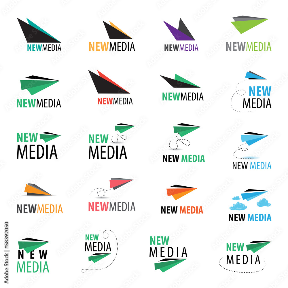 New Media Icons Set - Isolated On White Background Stock Vector | Adobe ...