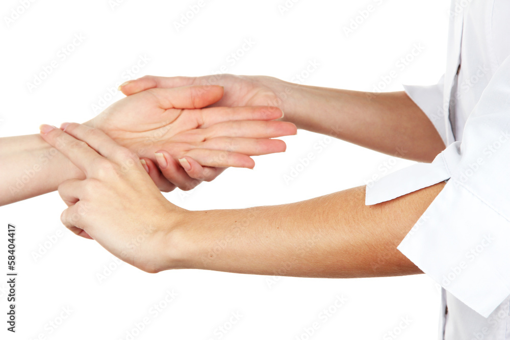 Measuring pulse isolated on white Stock Photo | Adobe Stock