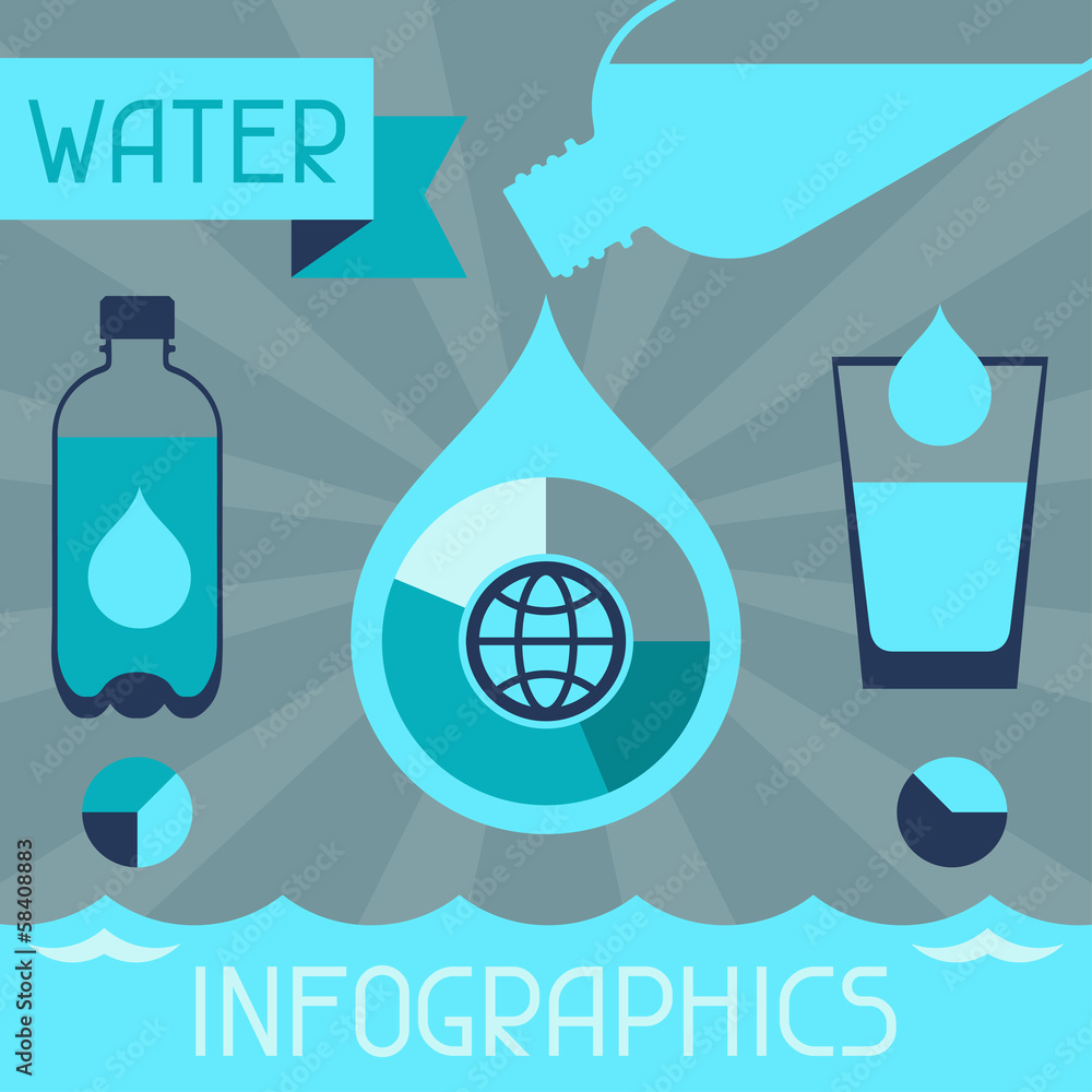 Water infographics in flat design style. Stock Vector | Adobe Stock