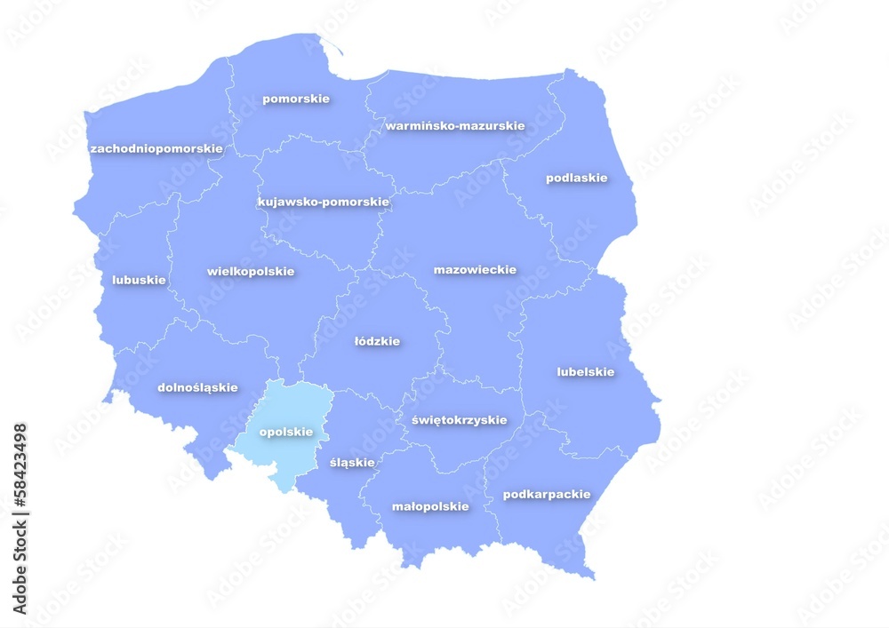 Administracyjna mapa polski Stock Illustration | Adobe Stock