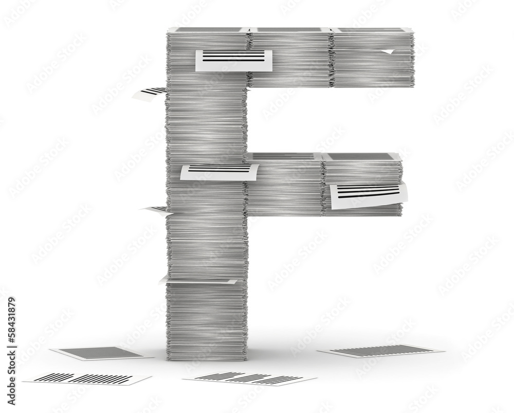 Letter F, pages paper stacks font Stock Illustration | Adobe Stock