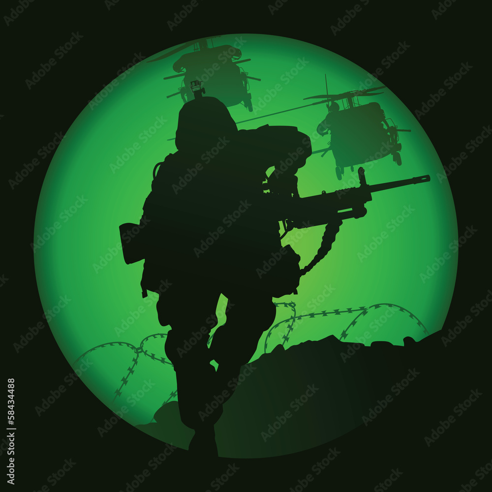 US soldier used night vision goggles Stock Vector | Adobe Stock