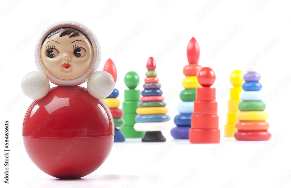 Bright red roly-poly toy foto de Stock | Adobe Stock