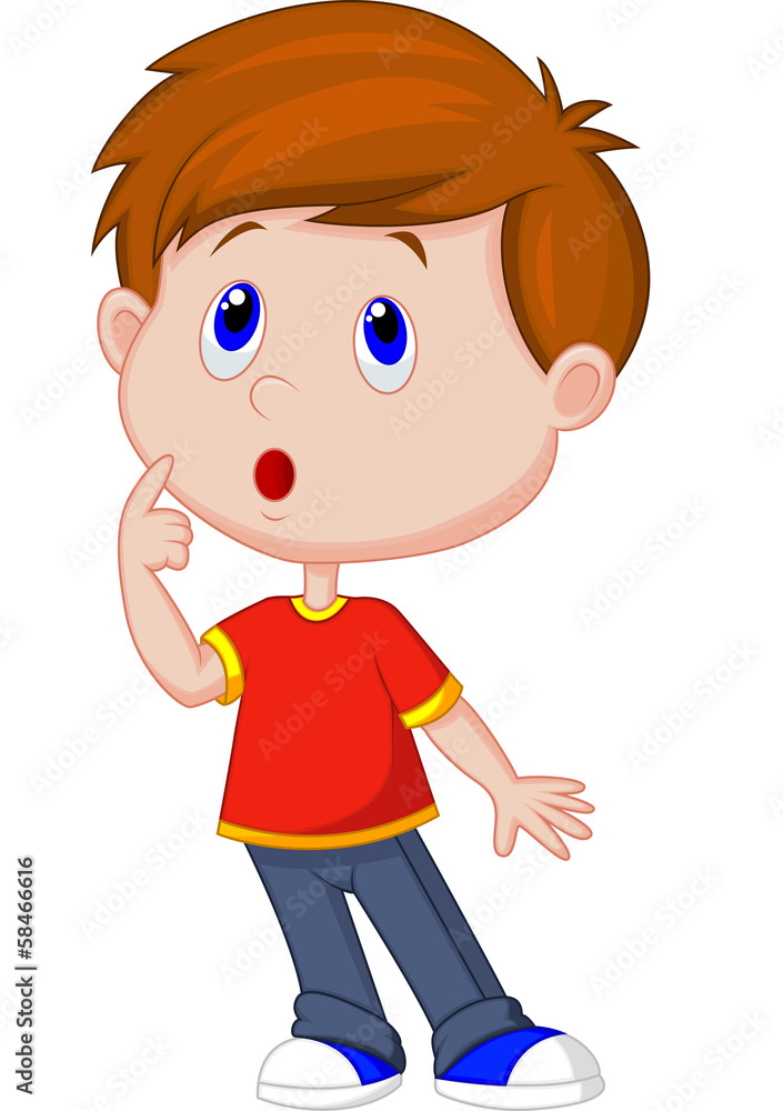 Cute boy cartoon thinking Stock Vector | Adobe Stock