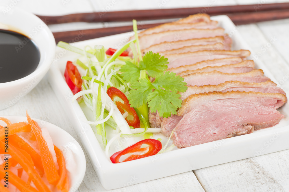 Tea-Smoked Duck - Vietnamese style green tea smoked duck breast Stock ...